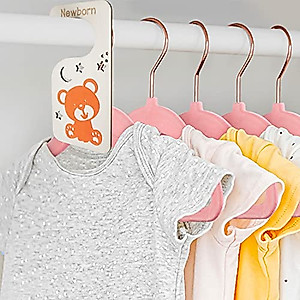 Wooden Baby Closet Dividers for Baby Nursery – 7Pcs Premium Wooden Hanging Organizer for Baby Clothes – Cute Felt Baby Cub Design Closet Dividers for Hanging Clothes – Easy to Install