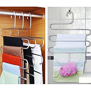 Da Jia Sturdy S-Type Multi-Purpose Aluminum Pants Hangers Closet Space Saving Hangers Storage Rack for Pants Scarf Tie Towel (Golden)