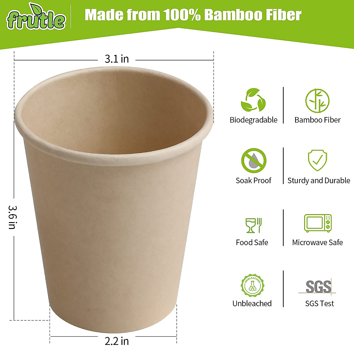 FRUTLE Paper Cups 12 OZ Coffe Cups-Paper Cups for Hot Beverages-Disposable Coffee Paper Cups -Unbleached Hot Cups-Everyday Use Parties Commercial Settings 160Pack