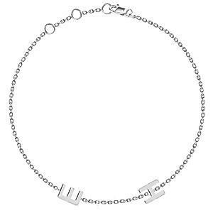 14k Gold or Silver Personalized Sideways Initial Letter Bracelet - Customize Your Solitaire Diamond Bracelet - Ideal Gift for Birthday, Weddings, Christmas, Engagements, Anniversaries