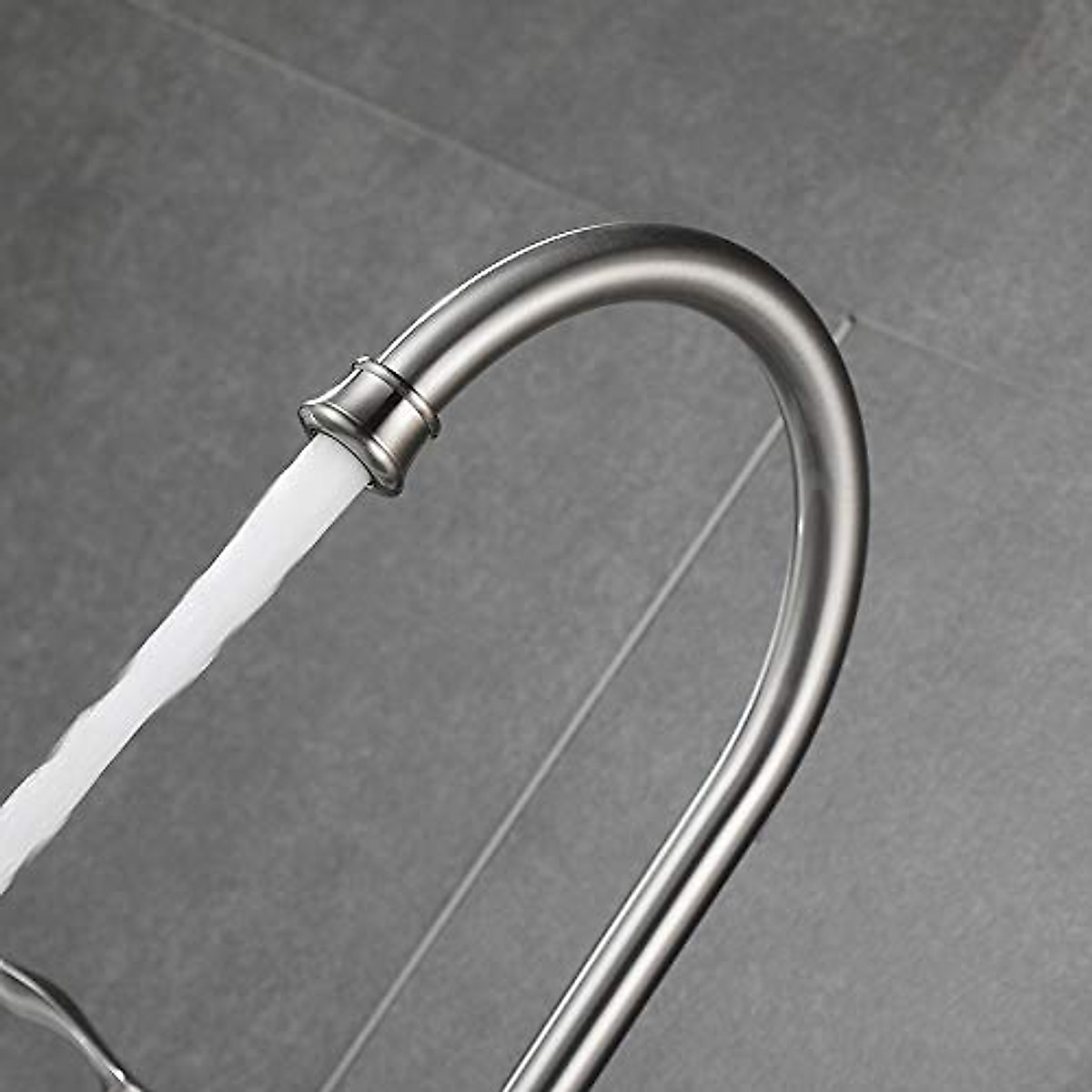 PARLOS 8 Inch Two Handles High Arch Kitchen Sink Faucet with Side Sprayer & Supply Lines, Brushed Nickel, Demeter 14138