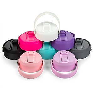 Straw Lid for Hydroflask, Lids with Straw Compatible with Hydro Flask Wide Mouth 32 40 oz Water Bottle, Straw cap for Hydroflask Lid Replacement, Flip Top with Flex Handle (Black)