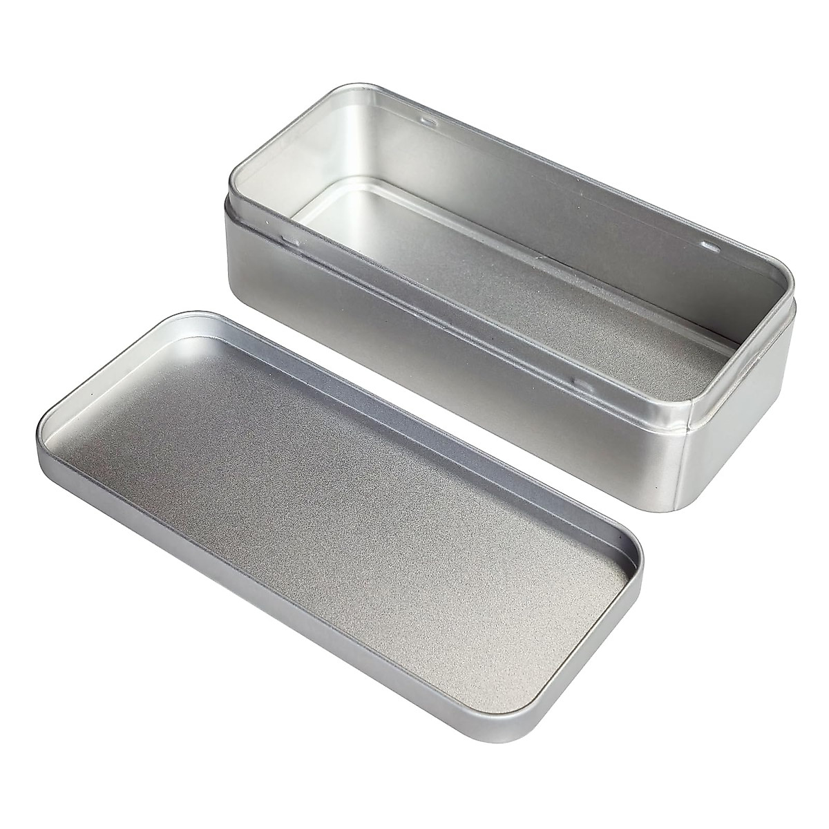 7 Pieces Rectangular Metal Empty Tins Containers Basic Necessities Home Storage Organizer Mini Box Set, 5.9 x 2.75 x 1.57 inches (Silver)