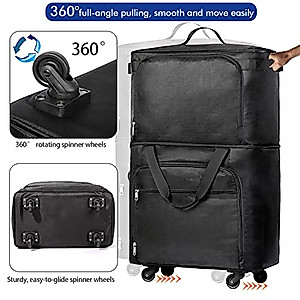 Large Collapsible Foldable Suitcase with Spinner Wheels Expandable Rolling Luggage Bag Carry On Wheeled Suit Case Maletas De Viaje Para Grandes Con Ruedas 50 Libras Ultra Lightweight Airline Approved