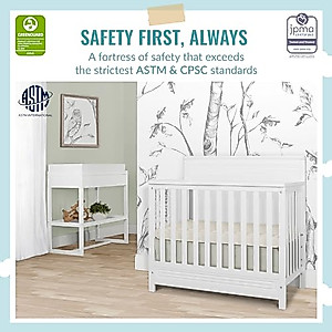 Dream On Me Harbor Full Panel 4-in-1 Convertible Mini Crib in White, Water-Based Paint Finish, JPMA Certified, 3-Position Mattress Height Setting, Made of Solid Pinewood
