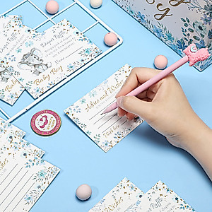 50 Pcs Elephant Diaper Raffle Tickets with Baby Shower Holder Box Baby Party Decorations Diaper Raffle Box Baby Shower Card Elephant Game Insert Card for Baby Boy Party Diaper Raffle Game Baby Shower