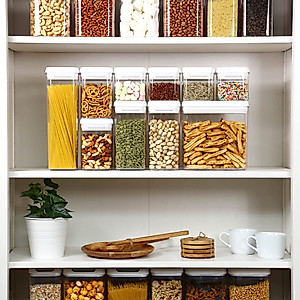 Felli Flip Tite Food Storage Container 5PC Variety Set White Lids Airtight Seal Pantry Fridge Organizer Kitchen Counter Organization Canister Spice Snack Pasta Candy Coffee Bean Valentines Day Gifts for Women