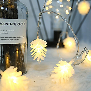 SNOMYRS Solar String Lights Outdoor 30 Led 21 Ft Solar Powered Pinecone String Lights, Waterproof Solar Christmas Lights with 8 Lighting Modes for Garden Yard Home Porch Party Decor (Warm White)