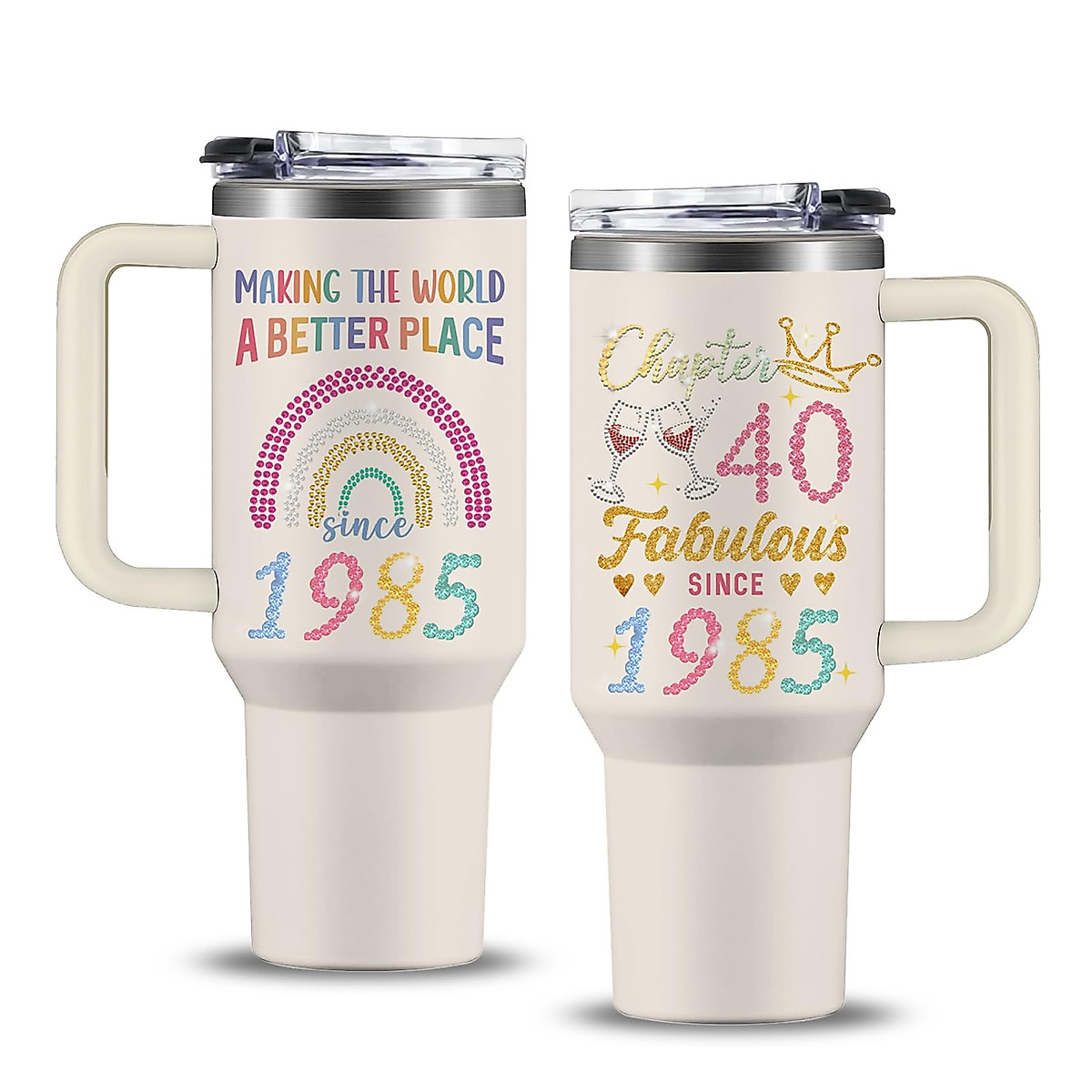 40th Birthday Gifts for Women, 1985 Birthday Insulated Tumbler 40oz, 1985 Birthday Gifts for Women, 40 and Fabulous Birthday Gifts for Women Turning 40 Year Old Gifts For Women Her Friend Sister Wife