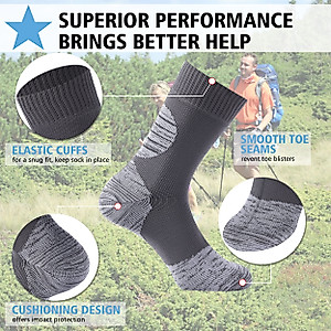 Agdkuvfhd Waterproof Hiking Socks for Men, Waterproof Warm Windproof Neoprene Socks Cold Weather Lightweight Seamless Anti Blister Hunting Sock 1 Pair (Gray, Large)