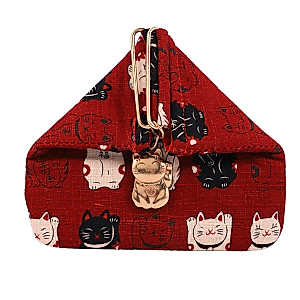 TENDYCOCO Women Wallet Lucky Cat Printed Coin Purse Magnetic Buckle Cotton Pouch Japanese Style Wallet