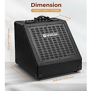 Vangoa Electric Drum Amp 40W Professional Drum Amplifier Speaker, 3 Inputs 3 Band EQ Wireless Electronic Drum Monitor, Keyboard Speaker, Black