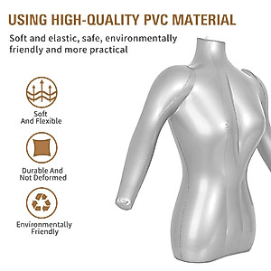 Newsmarts Inflatable Female Mannequin Half Body with Arms Torso Top Shirt Form Display Dummy Model