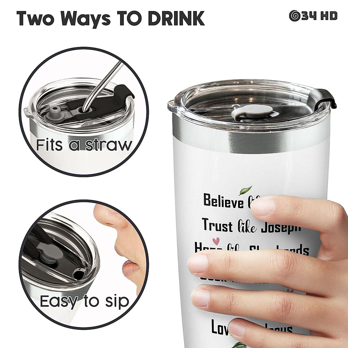 34HD Inspirational Religious Gifts for Women, Christian Tumbler with Lid 20 oz Stainless Steel, God Say You Are Cup, Birthday Mothers Day Gifts for Mom Grandma Sister Aunt Friend