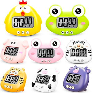 8 Pieces Cute Animal Kitchen Timer Cartoon Digital Kitchen Timer Countdown Timer Decorative Magnetic Timer Visual Cute Cooking Timer with on and Off Switches for Kitchen Classroom, 8 Styles