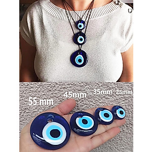 Long tiantian Evil Eye Necklace for Women Blue Turkish Leather Rope Eye Necklace Ojo Necklace Evil Eye Pendant Necklace Third Eye Lucky Protection Necklace (0.98in pendant 17.7in rope)…
