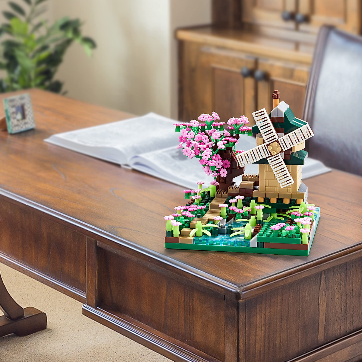 JXRLMB Architecture River Windmill Tree Cute Micro Mini Building Blocks Sets Trees Flowers for Girls, Idea Cherry Blossom Present Toy Model Kit 600+ pcs