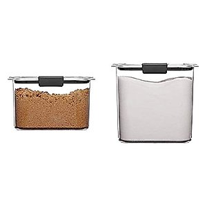 Rubbermaid Container, BPA-Free Plastic, Brilliance Pantry Airtight Food Storage, Brown Sugar (7.8 Cup) & Container, BPA-Free Plastic, Clear Brilliance Pantry Airtight Food Storage, Open Stock, 12 Cup