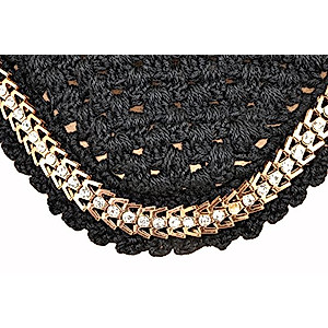 Manaal Enterprises Horse Soft Crochet Breathable Cotton Ear Net Hood Ear Protector Bonnet Equestrain with Piping Cotton Black Horse Fly Veil Sizes : Full, Cob & Pony (Cob, Black)