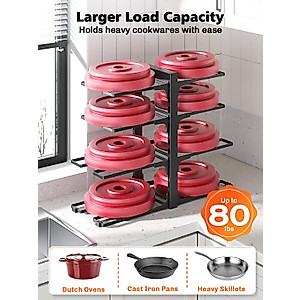 MUDEELA Pots and Pans Organizer for Cabinet 8-Tier Adjustable Heavy Duty Pan Organizer Rack for Cabinet, Pot Organizer Rack for Kitchen Cabinet Organization & Storage