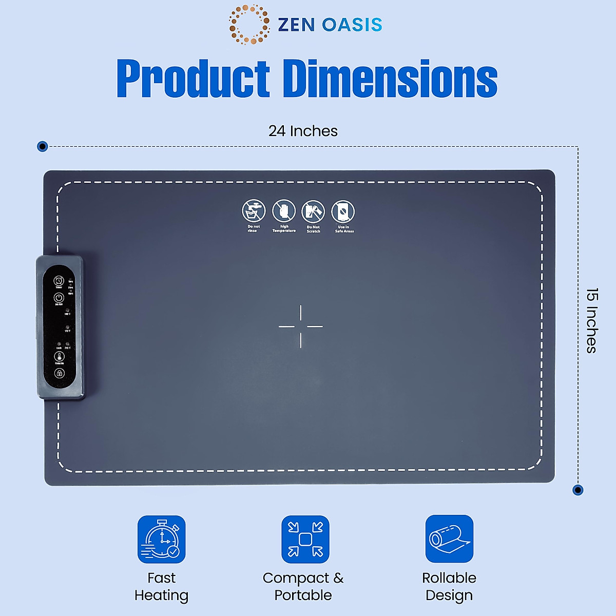 Electric Food Warming Mat 24 x 15 with Adjustable Temperature Controls – Foldable Tray with Non-Slip Surface - Best for Buffet, Family Meals, & Parties – Keeps Food Warm for Hours By ZenOasis