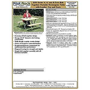 Pilot Rock Heavy Duty Steel Picnic Table Frames Model BTUG-FR - Made in The USA -