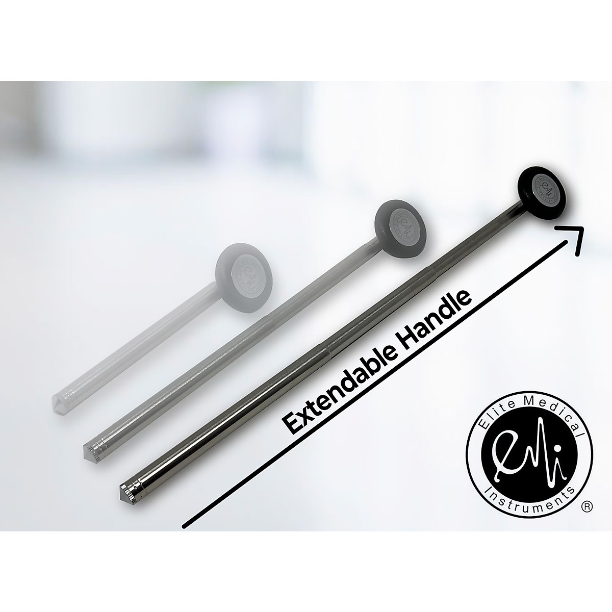 Telescopic Babinski Medical Reflex Hammer by Elite Medical Instruments - Adjustable Length from 7 inches to 15 inches