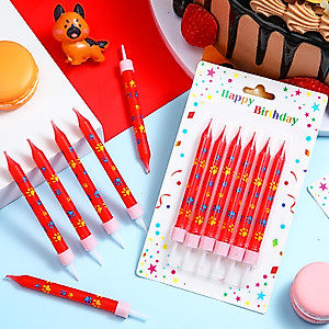 MTLEE 12 Pcs Dog Paw Birthday Candles Dog Patrol Toppers Candles Blue Yellow and Red Dog Paw Birthday Cake Topper for Kid Boy Girl Paw Birthday Decoration Dog Patrol Pet Puppy Cat Party Supplies