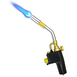 Propane Torch Head - MAPP MAP Gas Torch Head with Push Button Igniter Trigger Start Welding Lighter Self Ignition Adjustable Flame Knob Continuous Flame Lock for Sous Vide Soldering Brazing Wood Burn