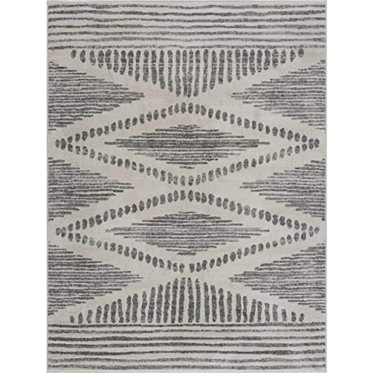 Tigris Collection Nikea Geometric Southwestern Farmhouse Living Room Bedroom Dining Room Area Rug - Vintage Distressed - Boho Aztec Tribal Pattern - Ivory, Beige, Gray - 7'10" x 10'