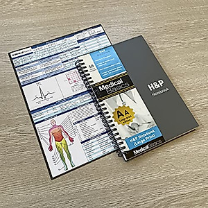 H&P notebook (Large Print) - Medical History and Physical notebook, 50 medical templates with perforations