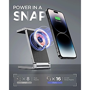 Magnetic Charging Station,Hohosb 3 in 1 Foldable Zinc Alloy Wireless Charger Stand[Compatible with Magsafe Charger] for iPhone 15/14/13/12 Series, AirPods Pro/3/2,Apple Watch/iWatch-Black