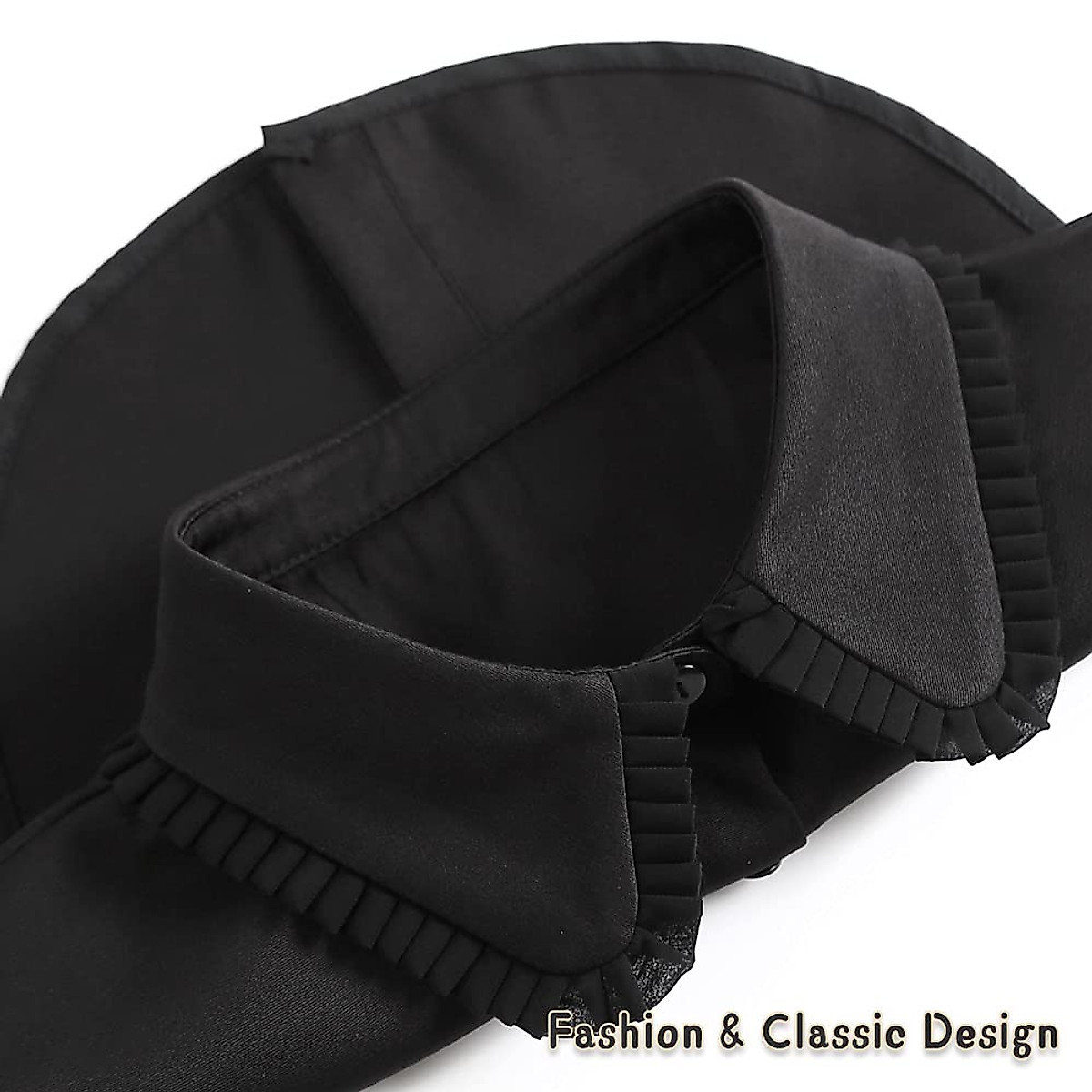 LoudSung Detachable Half Shirt Blouse False Collar Folding Design for Women Girls Black