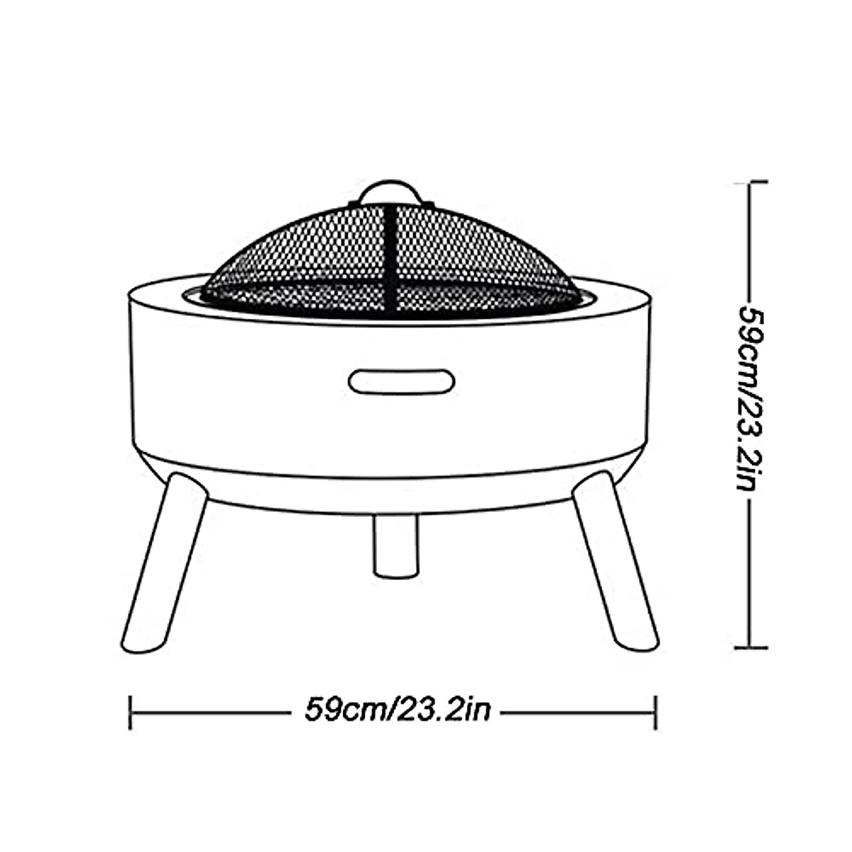 Fire Pit Wood Burning fire Pit, 23 inches fire Pit, Suitable for Garden, Backyard, Poolside