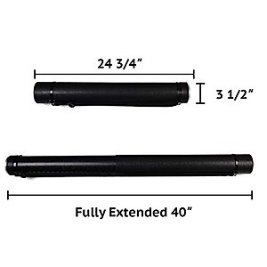 2-Pack Extendable Poster Tubes Expand from 24.5” to 40” with Shoulder Strap | Carry Documents, Blueprints, Drawings and Art | Black Portable Durable Round Storage Cases with Lids and Labels