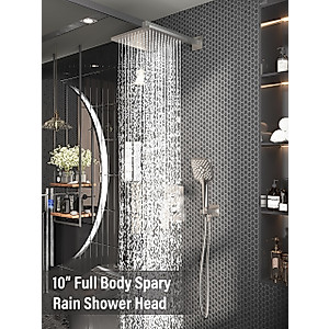 Gabrylly Shower System, Wall Mounted Shower Faucets Sets Complete for Bathroom with High Pressure 10" Rain Shower head and 3-Setting Handheld Shower Head Set, 2 Way Shower Valve Kit, Brushed Nickel