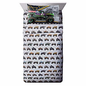 Jay franco Monster Jam MJ Life 5 Piece Full Bed Set-Includes Reversible Comforter&Sheet Set-Bedding Features Grave Digger, Max-D, Megalodon-Super Soft Microfiber-(Official Monster Jam Product)