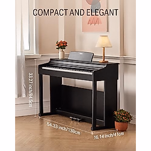 Donner DDP-100 88-Key Weighted Action Digital Piano for Beginner Bundle with Piano Keyboard Stand, Power Adapter, Triple Pedals, MP3 Function, USB-MIDI, 2 Headphone Jacks Black