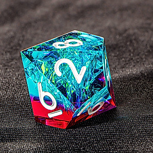 OUKELANWO Polyhedral Role Playing Dungeons and Dragons Dice, 7 Piece Blue Sharp Edge Resin D and D RPG DND Dice Set D&D with Box