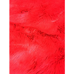 Deluxe Soft Faux Sheepskin Chair Cover Seat Pad Shaggy Area Rugs for Bedroom Sofa Floor (5ft x 7ft, Red)