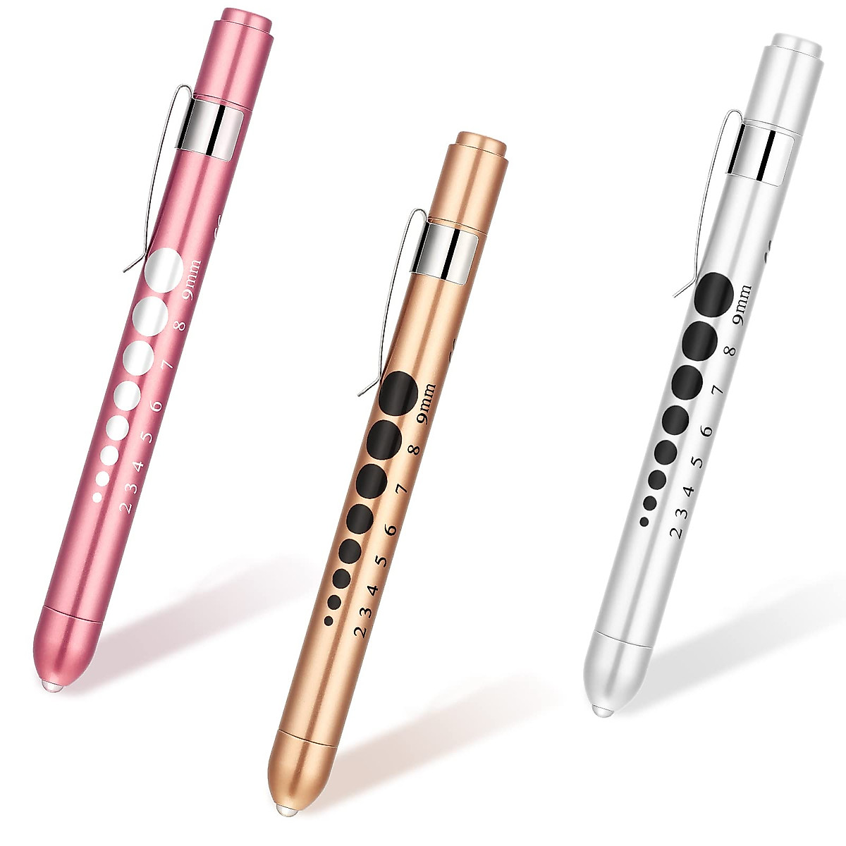 Riakrum 3 Pieces Pen Light for Nurse Pen Light with Pupil Gauge Set Pen Lights for Nurses Pen Light Reusable Penlight for Nurses Doctors Nursing Students Daily Use