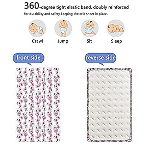 Plant Watercolor Themed Fitted Crib Sheet,Standard Crib Mattress Fitted Sheet Soft & Stretchy Fitted Crib Sheet-Baby Sheet for Boys Girls,28“ x52“,Lilac Pale Mauve Jade Green Grey