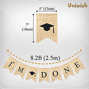 Uniwish I am Done Banner for Graduation Party Decorations 2022 Garland College High School Grad Party Supplies Congrats Grad Sign