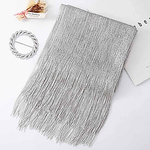 EASEDAILY Women's Shawls and Wraps for Evening Dresses Sparkling Wedding Scarf Fringe Bridal Capelet for Bride and Bridesmaid