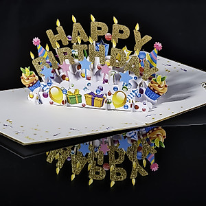 Happy Birthday Pop Up Card by DEVINE Cards | Large 3D Greeting for Women Mom Grandma Flowers Love