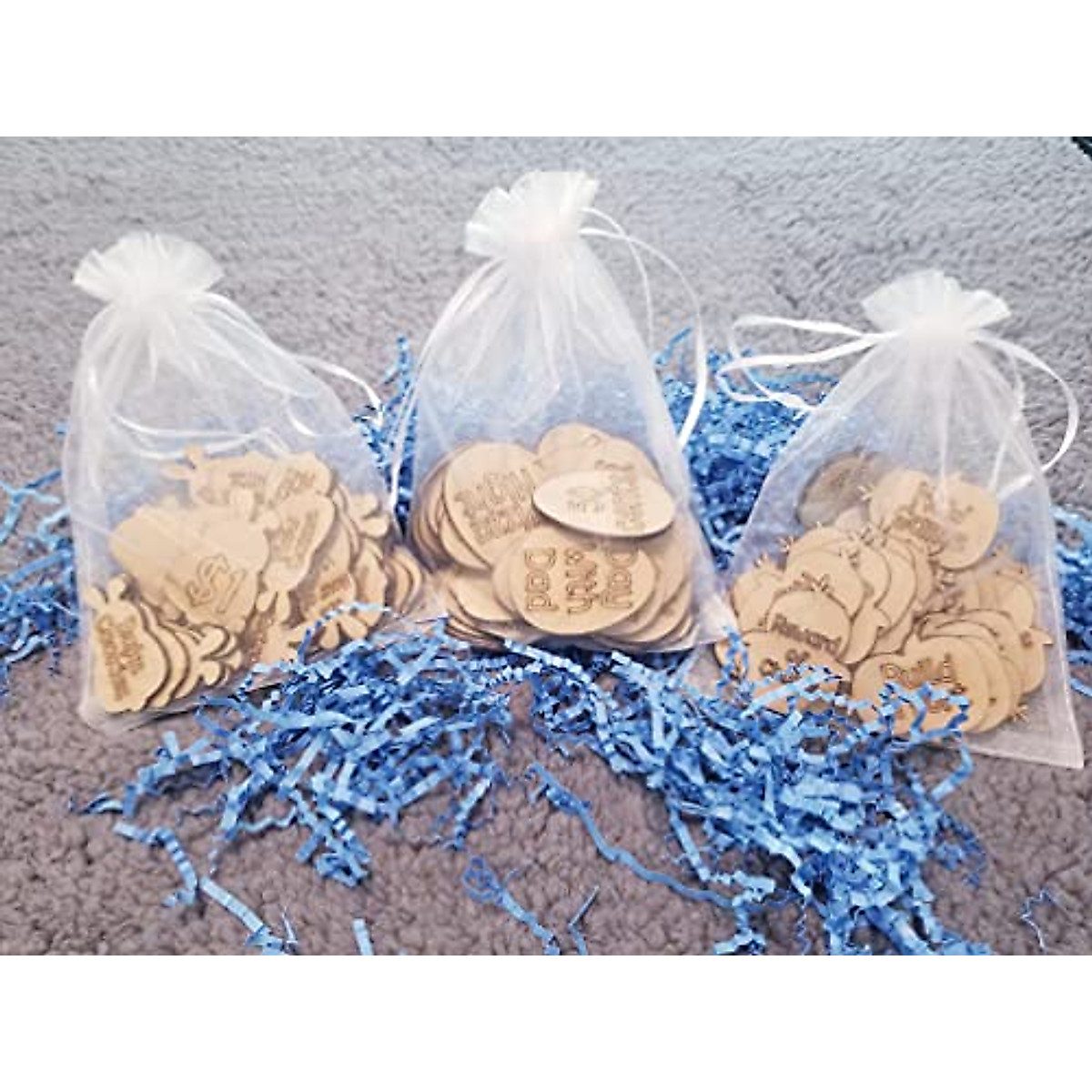 Easter Egg Tokens 30ct with Gift Bag, Personalized Tokens Available, Real Wood with 30 different engraved sayings, 6 designs, Natural Color, Easter Tokens for Kids, Activity Token (CUSTOM Token)