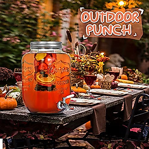 2-Gallon Glass Drink Dispenser for Parties, Beverage Dispenser with Stainless Steel Spigot, Fruit Infuser, Marker & Chalkboard - 100% Leakproof Water Dispenser for Lemonade & Laundry Detergent