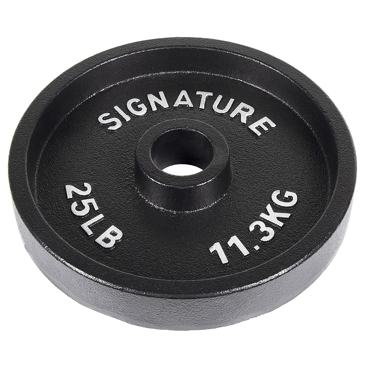 Signature Fitness Deep Dish 2-Inch Olympic Cast Iron Weight Plates with E-Coating, Black