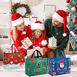 Amicably Gift Bags,18 PCS Large Reusable Tote Bags w/ Handles, Treat Bags, Multifunctional Non-Woven Bags Gifts Wrapping, Shopping, Xmas, Party Favor Bags, 12.8'' x 9.8'' x 6.7''