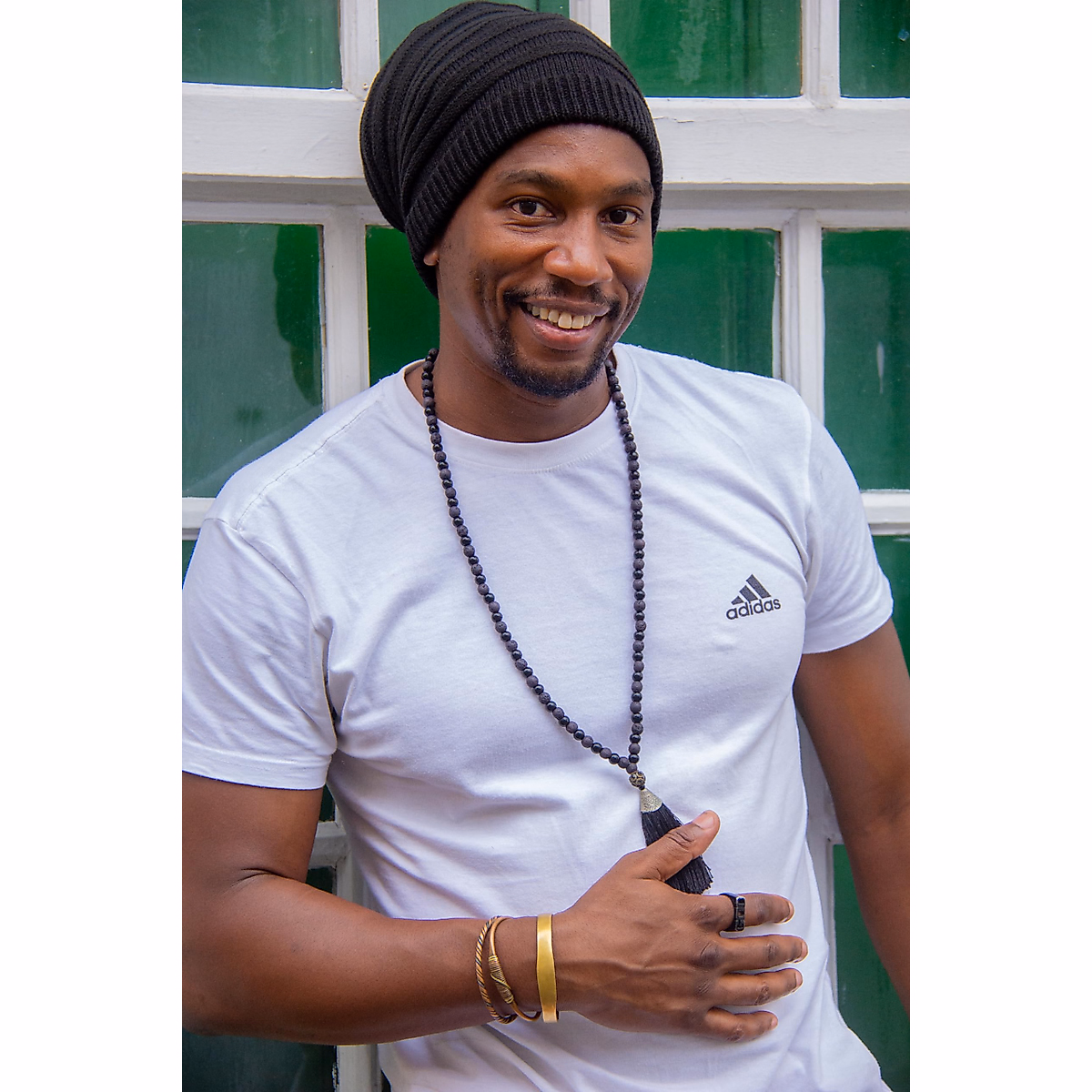 Black Slouchy Beanie for Locs Dreadlocks and Natural Hair Styles Rasta Tam Beanie